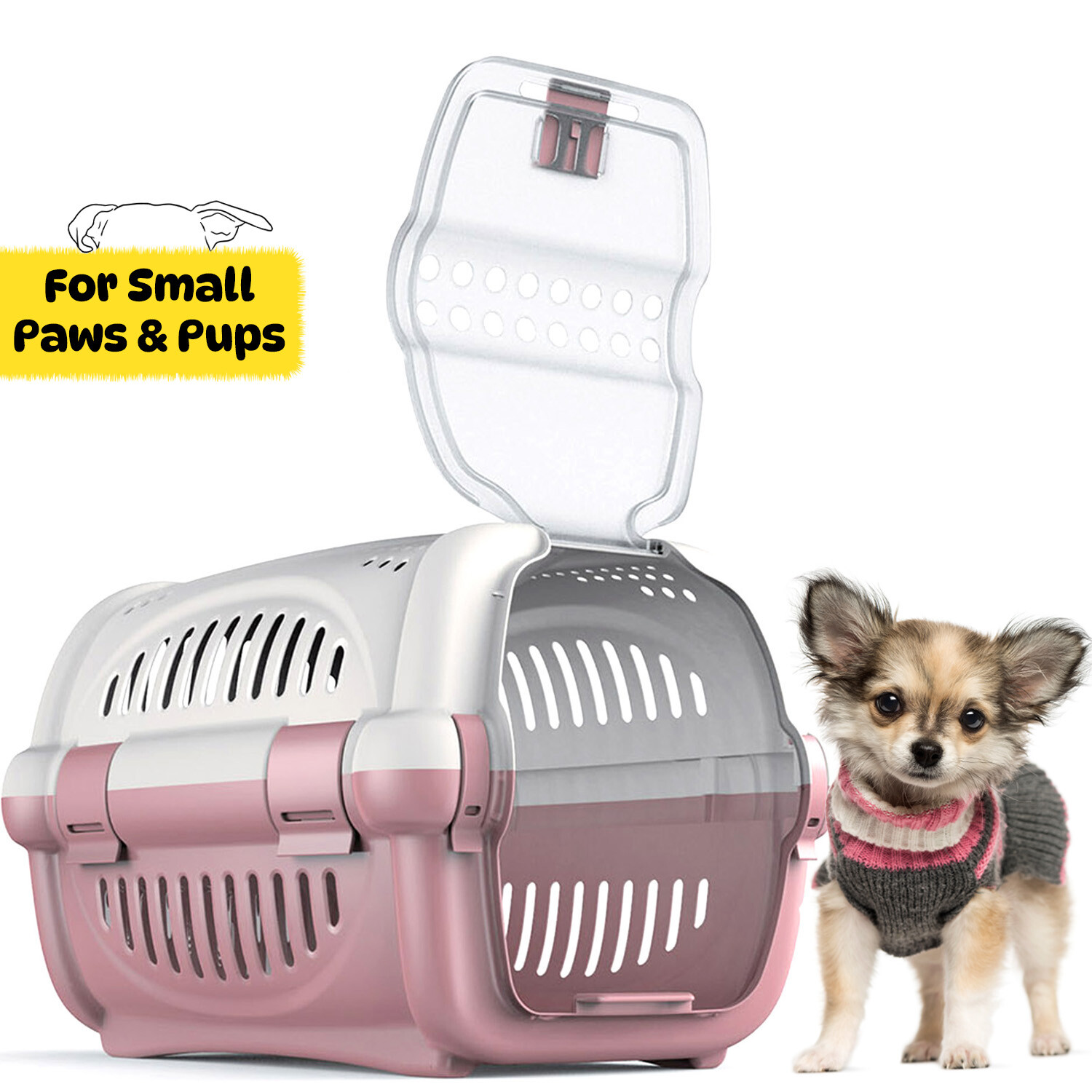 Large Cat Carrier Box Puppy Portable Pet Transporter Cage Vet Safe ...