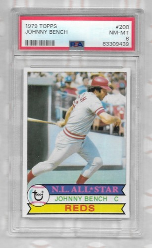 JOHNNY BENCH 1979 TOPPS INSERT CARD #200 GRADED PSA 8 NM-MT VINTAGE MLB ...