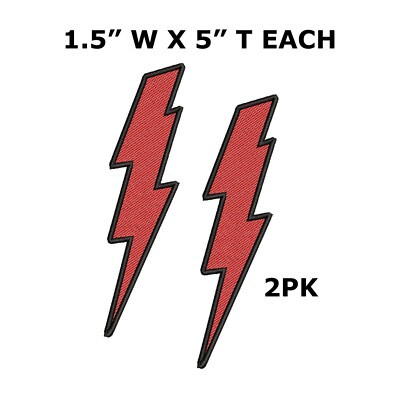 Red Lightning Bolt Patch Electric Zap Applique Flash Bolt Strike Speed ...