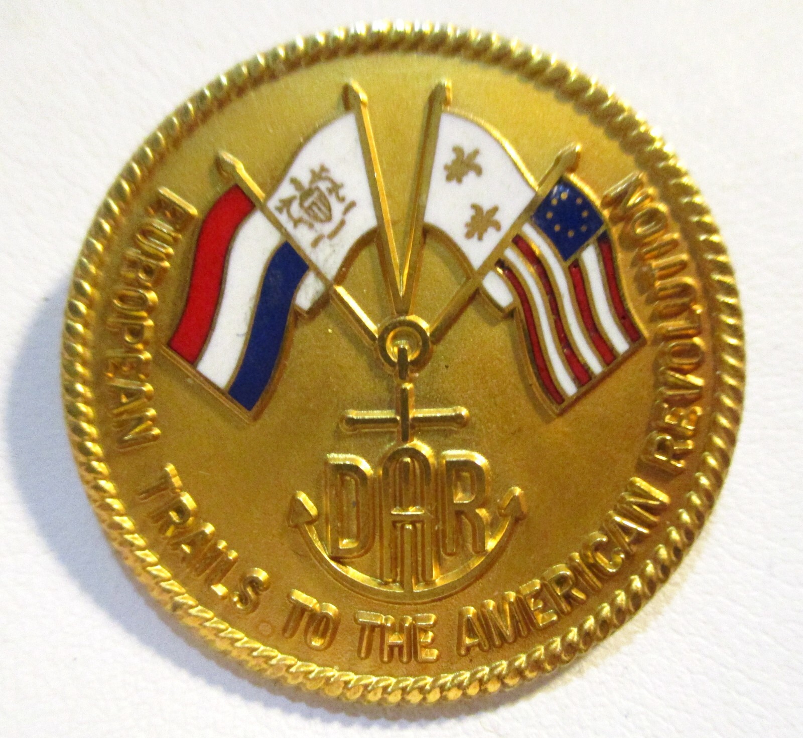 DAR Daughters of the American Revolution "European Trails", Gold Filled ...