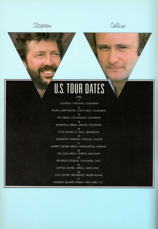 ERIC CLAPTON-PHIL COLLINS 1987 U.S. TOUR CONCERT PROGRAM BOOK-NEAR MINT ...