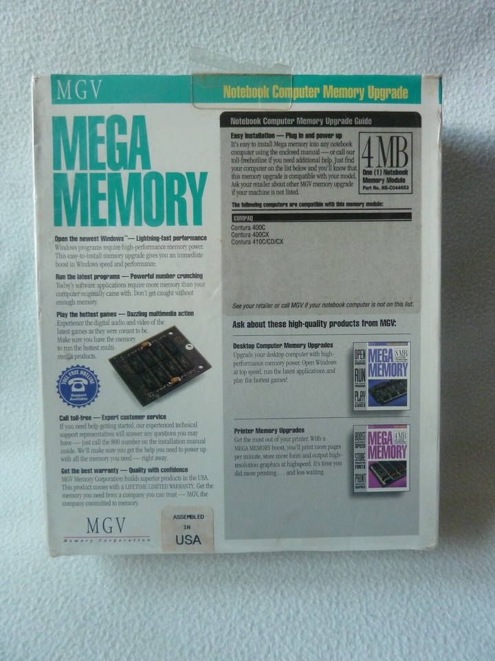 Vintage MGV Mega Memory 4MB NB-C044653 Factory Sealed NOS | eBay