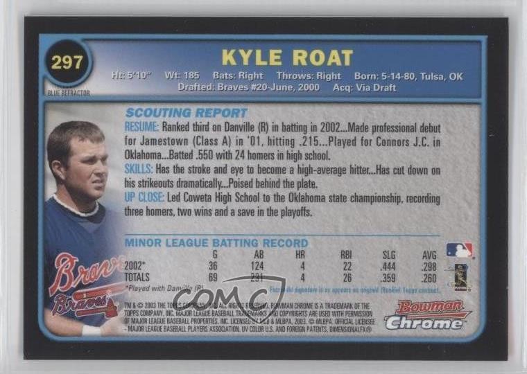 2003 Bowman Chrome Blue Refractor Kyle Roat #297 Rookie RC | eBay