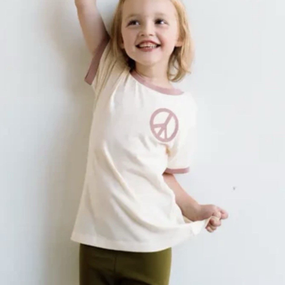 Polished Prints Girls “Embroidered Peace Sign” Ringer Tshirt Size 3T In ...