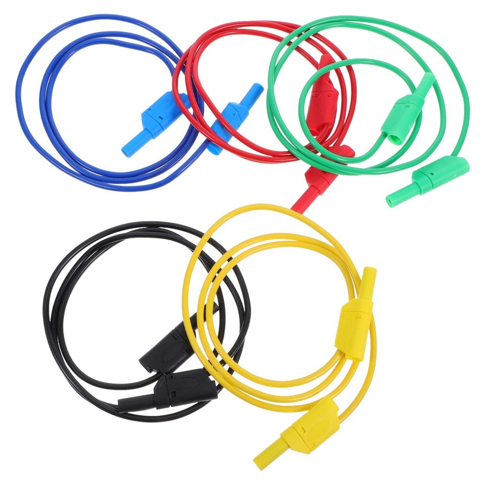 5 Pcs Banana Plugs Cable Connectors 4mm Test Line Connecting Wire ...