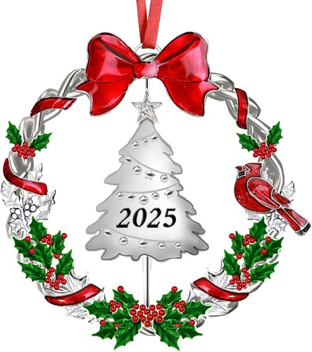 2025 dated christmas tree ornament wreath rotatable holiday keepsake ...