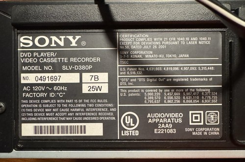 Sony SLV D380P DVD VCR Combo Player VHS Recorder Tested No Remote | eBay