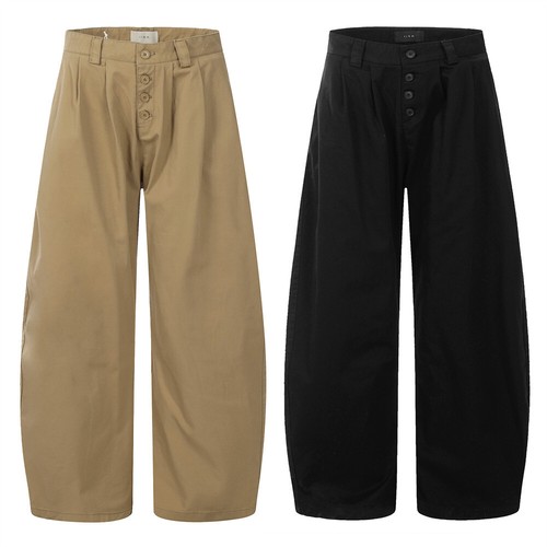 American Retro Casual Curved Knife Pants Men's Work Pants Loose Wide Leg Pants | eBay