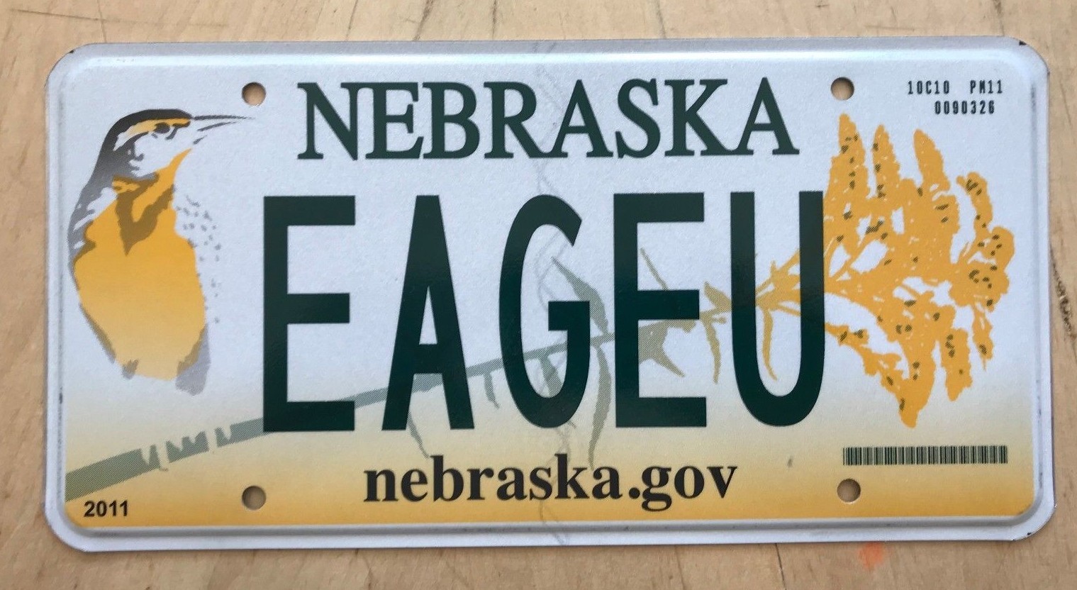 NEBRASKA GRAPHIC BIRD VANITY LICENSE PLATE " EAGEU " EA GEU EAG EU ...