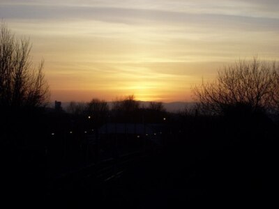 Photo 6x4 Sunset view of Drumry train station Clydebank/NS4970 The ...