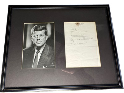 RARE VINTAGE JOHN F. KENNEDY - AUTOGRAPH NOTE UNSIGNED-COA INCLUDED | eBay