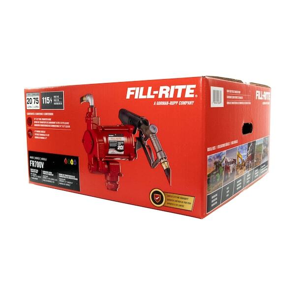 Fill-Rite Fr700v Fuel Transfer Pump, 115V Ac, 20 Gpm Max. Flow Rate , 1 ...