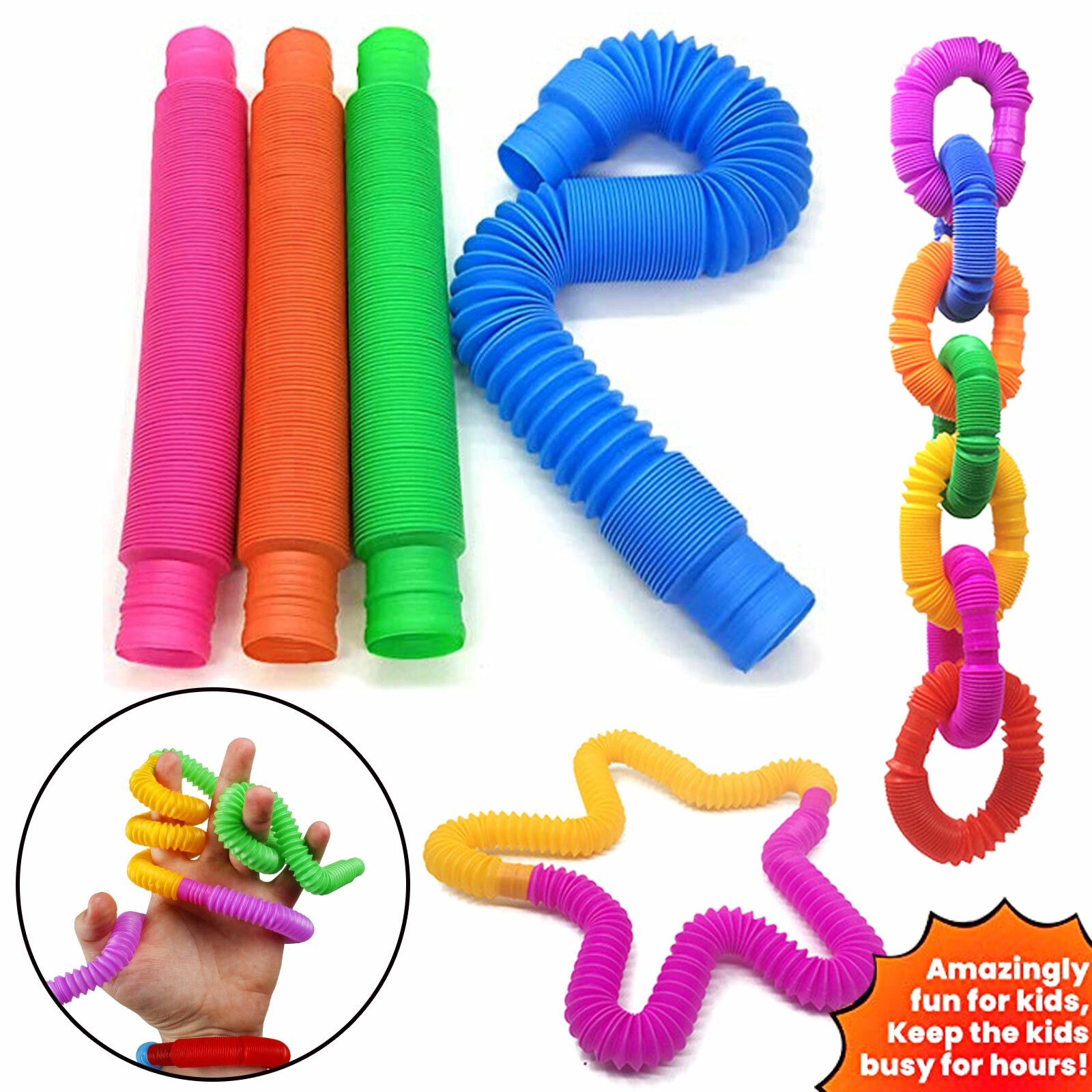 5/8Pcs Fidget Pop Tube Toys Pipe Sensory Stretch Relief Tools for Kids ...