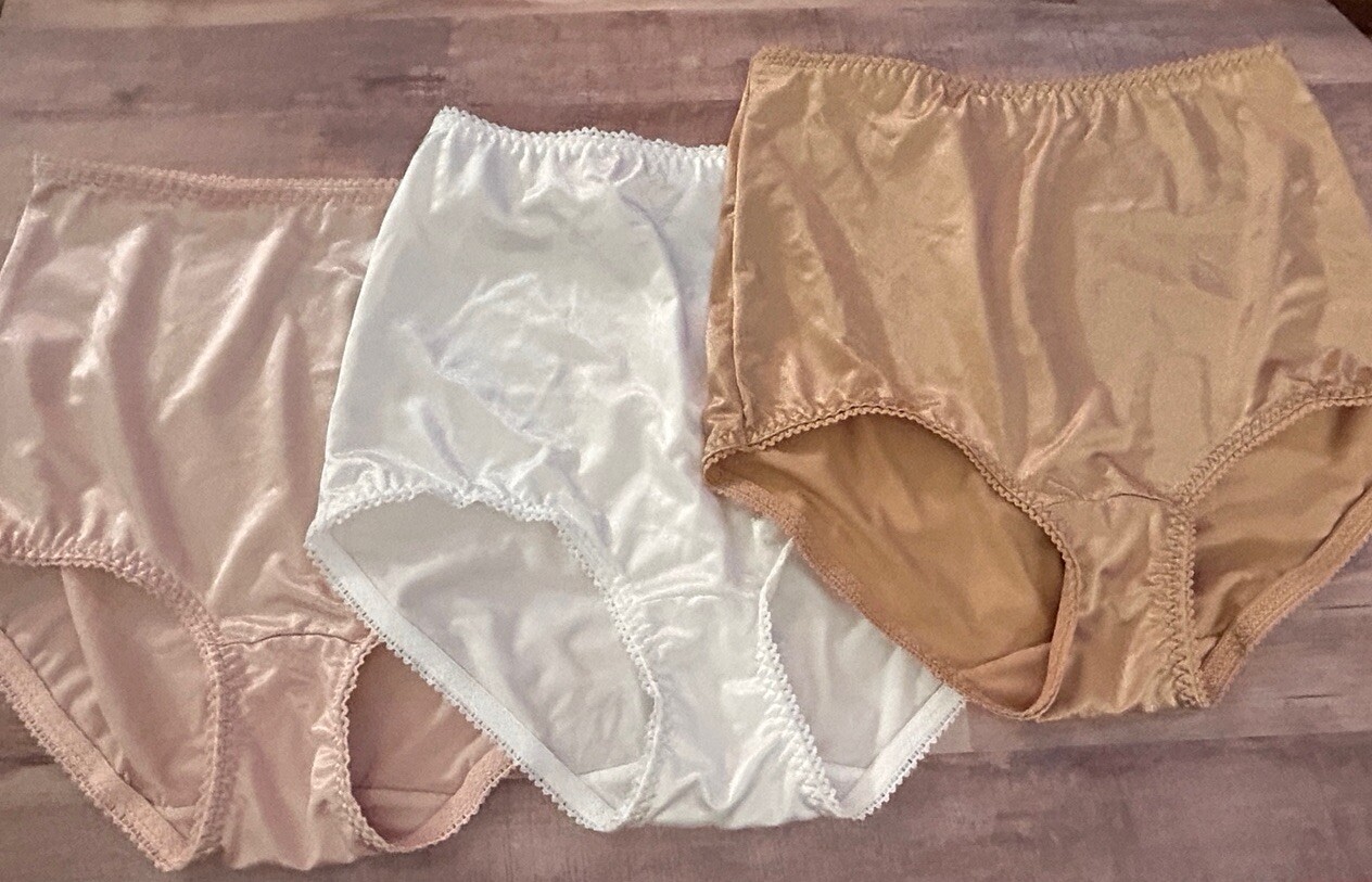 6/M Lot 3 Vanity Fair 40301 Vintage Satin Brief Panties Panty Pink ...