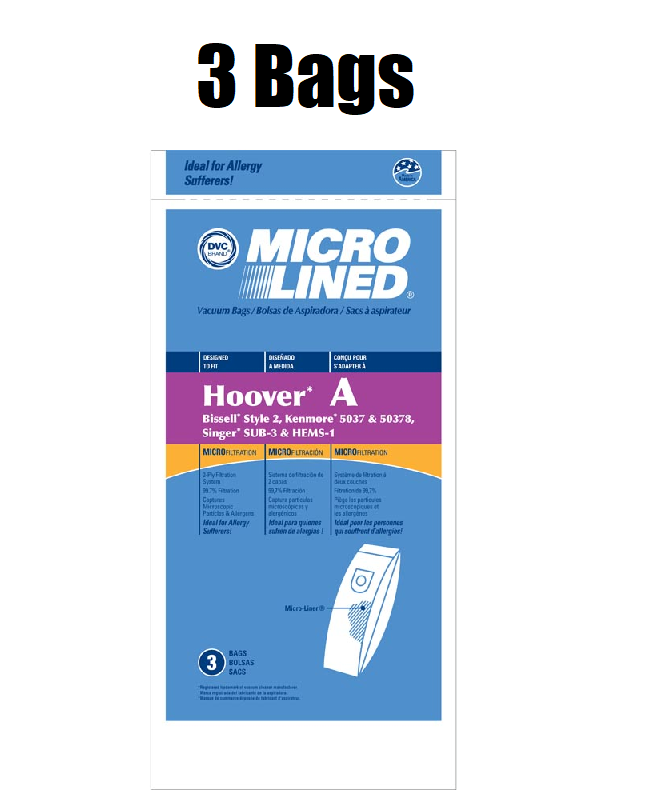 DVC Microlined Bags for Hoover Type A Micro Lined Paper Bags, 3 Pack | eBay