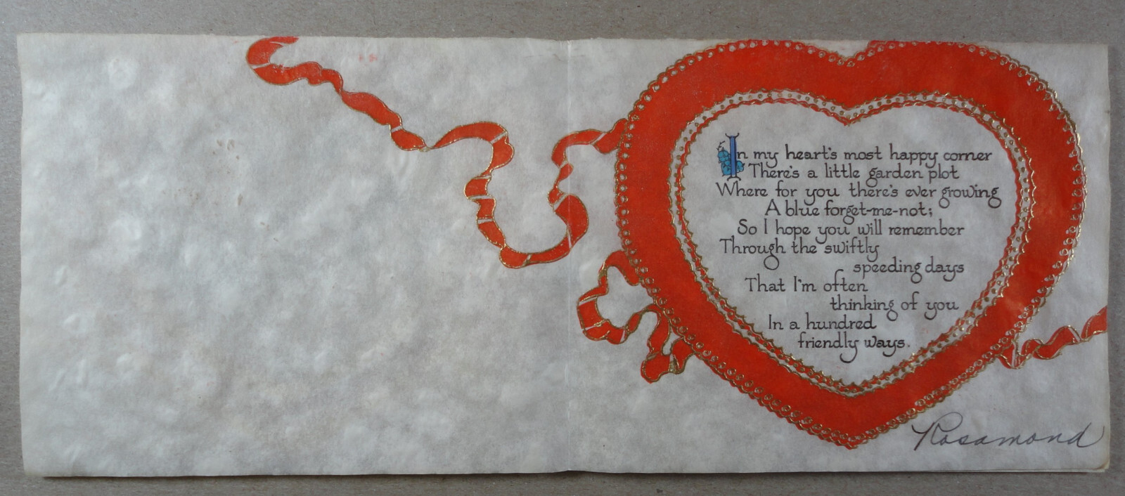 Vintage Rust Craft Valentine Card c1920s Rippled Paper | eBay