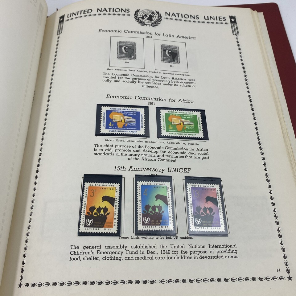 UNITED NATIONS STAMP ALBUM W/ 95 MNH Stamps 1951-1966 | eBay