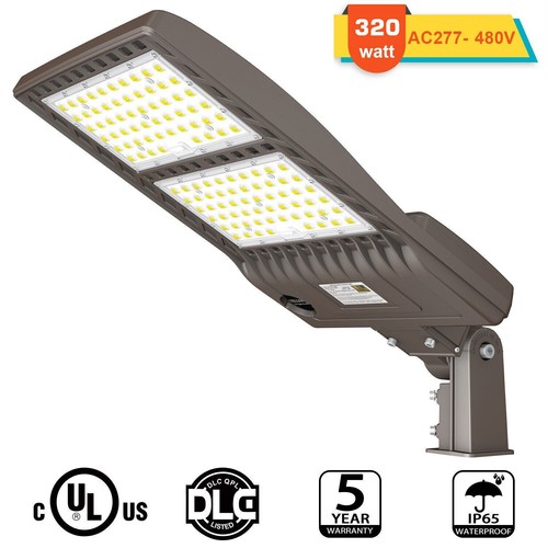 480V 320W LED Parking Lot Light 44,800LM Commercial Shoebox Street Pole ...