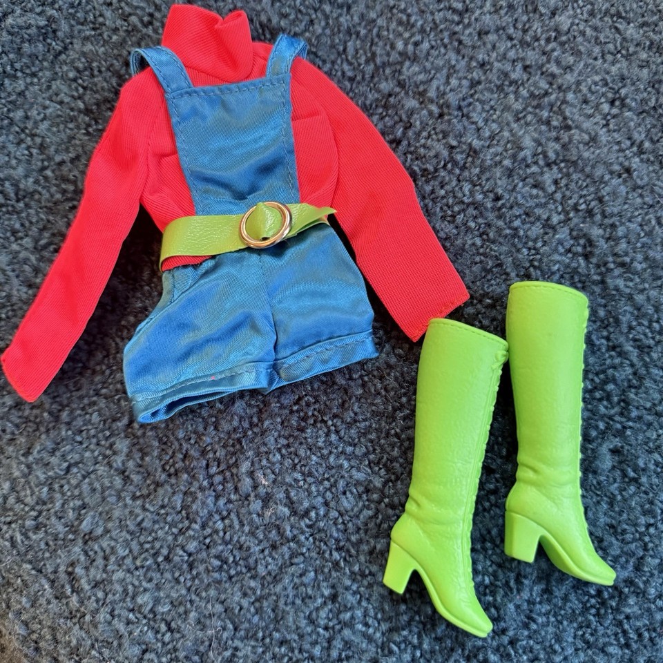 VTG 1971 Talking Busy Barbie Outfit with Green Boots 1195 Mattel Japan ...
