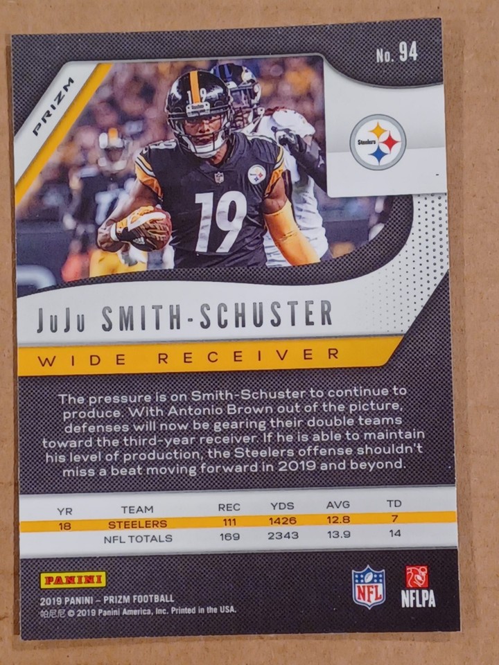 2019 Panini PRIZM JuJu Smith-Schuster Red Cracked Ice #94 Pittsburgh ...
