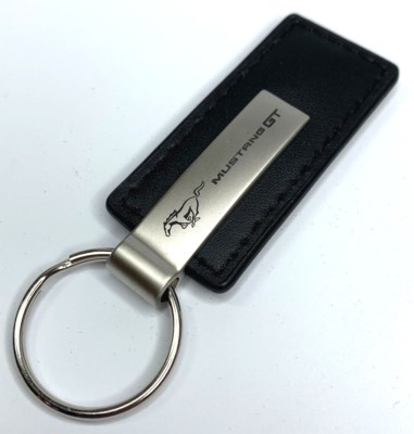 Ford Mustang Key Chain - Black Leather With Ford Grill Pony Emblem ...