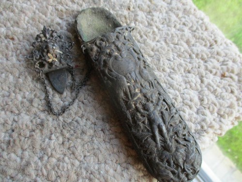 VICTORIAN STERLING SILVER HALLMARK DIRK SHEAF FANCY SCROLL WORK PATINA ...