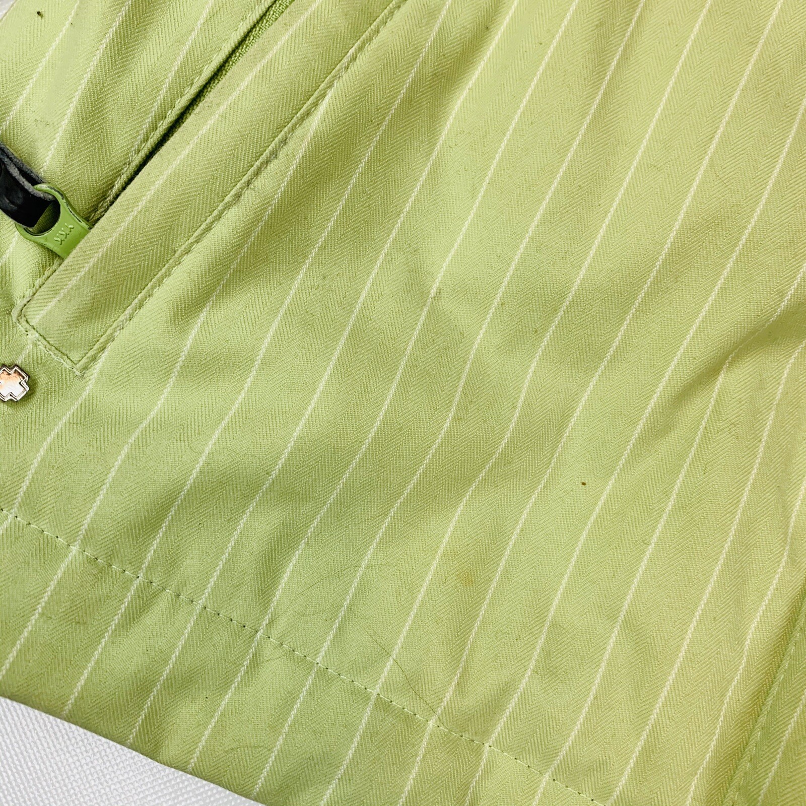 Descente DNA Women Sz 6 Green Stripe Hooded Snow Ski Full Zip Puffer ...