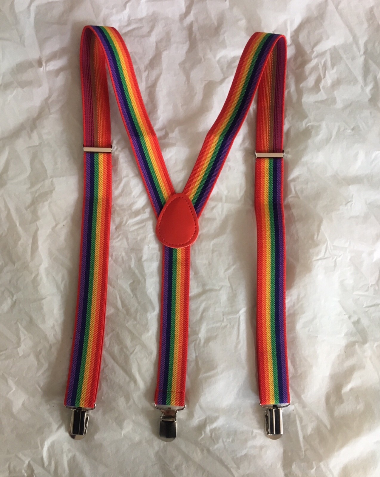 Rainbow Clown Suspenders Clip On Adjustable Braces Unisex Y-Back New ...
