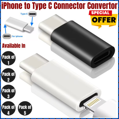 iPhone 8 Pin to Type C USB C Converter Adapter Fast Charging Data ...
