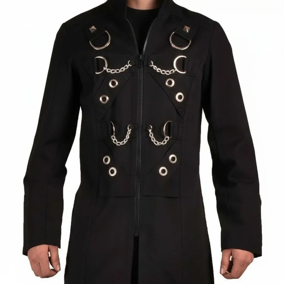 HANDMADE MEN BLACK HELLRAISER GOTH PUNK PINHEAD VAMPIRE JACKET TRENCH ...