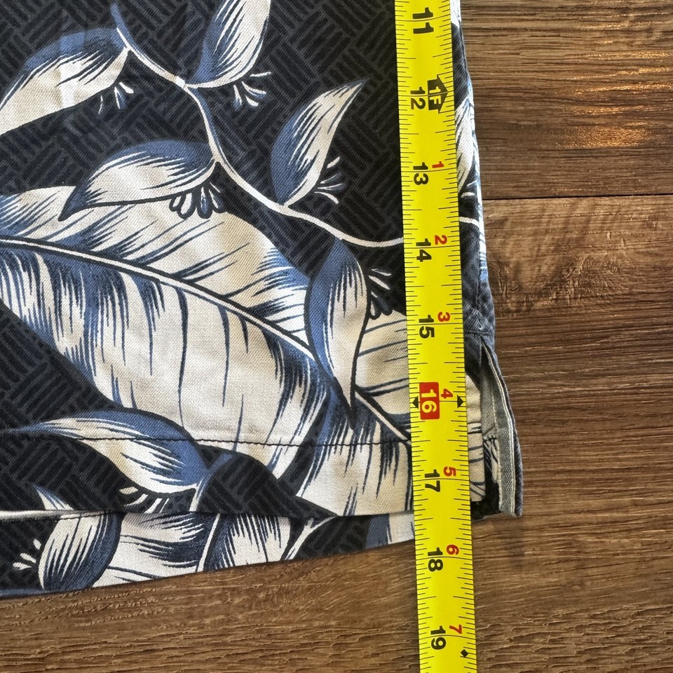 Tommy Bahama Hawaiian Shirt Mens Large L Black Blue Tropical 100% Silk ...