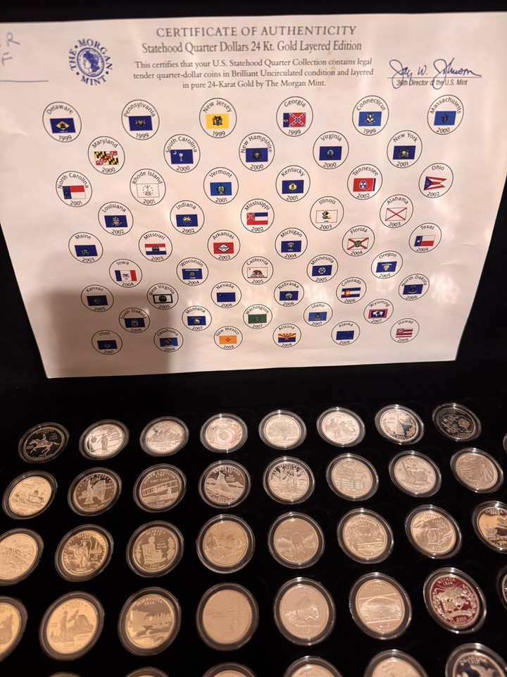 The Morgan Mint Statehood Quarter Dollars 24 KT. Gold Layered Edition ...