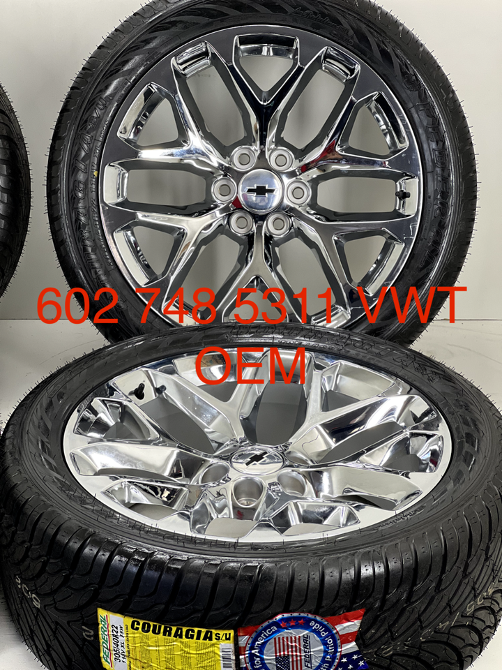 22" OEM FACTORY CHEVY GMC CHROME CADILLAC CHEVY SILVERADO WHEELS RIMS ...