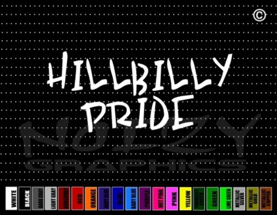 Hillbilly Pride Funny Cowboy Cowgirl Redneck Cute Car Decal Window ...