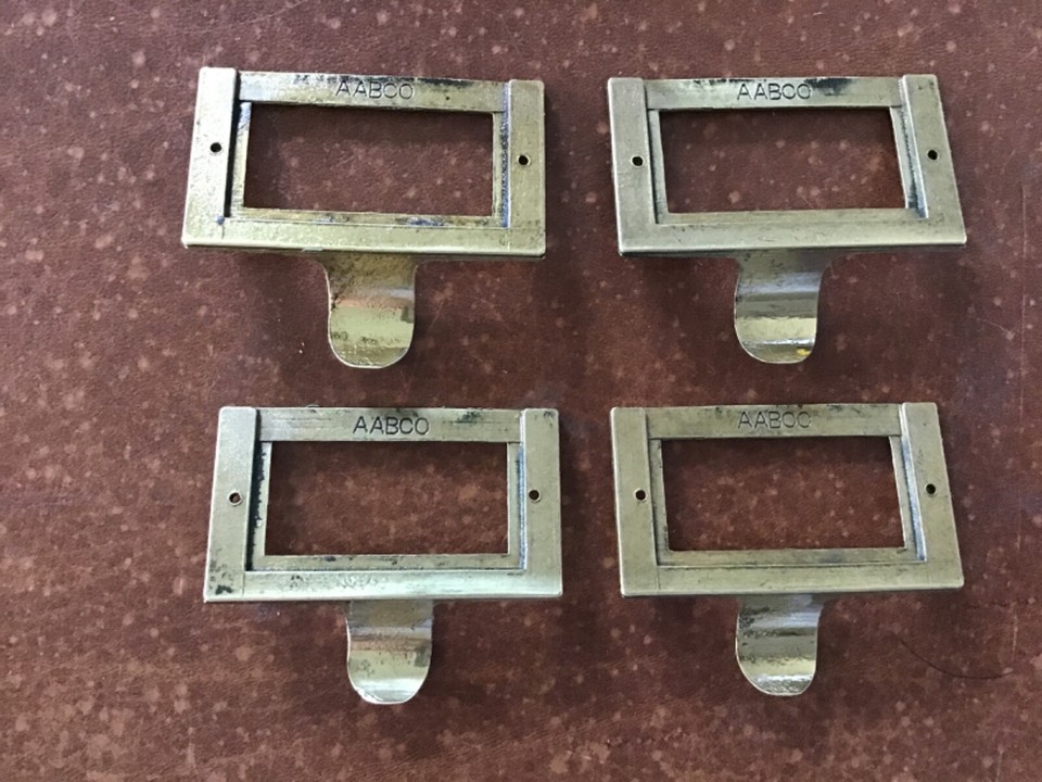 4 File Cabinet Card Holder Thumb Pull ~Solid Brass Drawer Pulls~ 2 1/2 ...