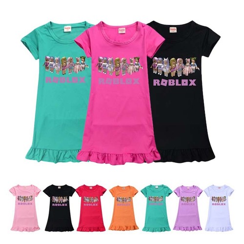 NEW Kids Girls Summer Roblox Girls Printed Pajamas Night Dress ...