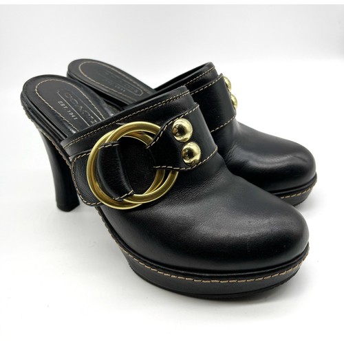 Coach Claude Platform Black Leather Clog Mules Slides… - Gem