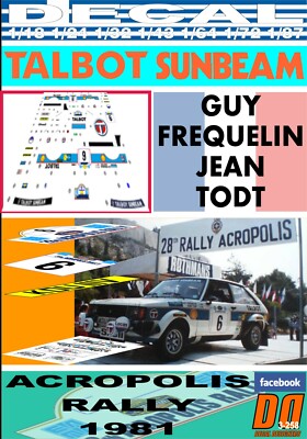 DECAL TALBOT SUNBEAM LOTUS G. FREQUELIN ACROPOLIS R. 1981 4th (09) | eBay