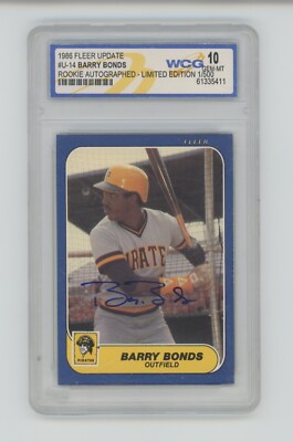 BARRY BONDS AUTO RC /500 1986 FLEER UPDATE #U-14 ROOKIE AUTOGRAPH ...
