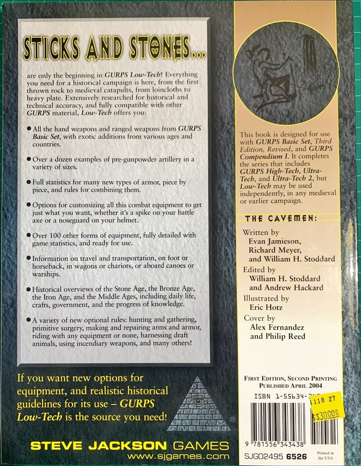GURPS : Low Tech [ RPG Sourcebook ] Steve Jackson Games 2001 - FIRST ...