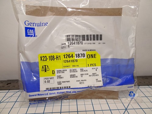 GM 12641870 Oil Cooler Gasket Seal Factory Sealed OEM NOS General ...