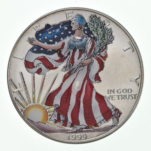 1999 Beautifully Painted/Sticker American Silver Eagle 1 Oz. .999 Fine ...