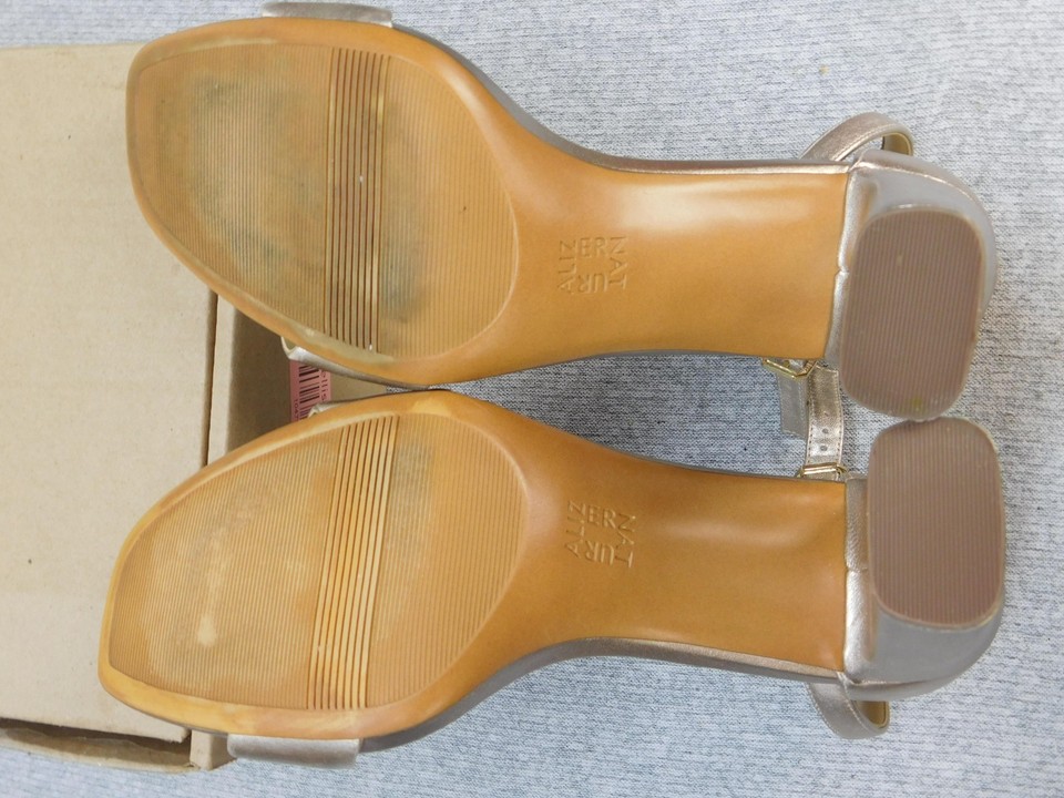 Naturalizer Joy Shoes Womens Size 11W Gold Block Heel Ankle Strap ...