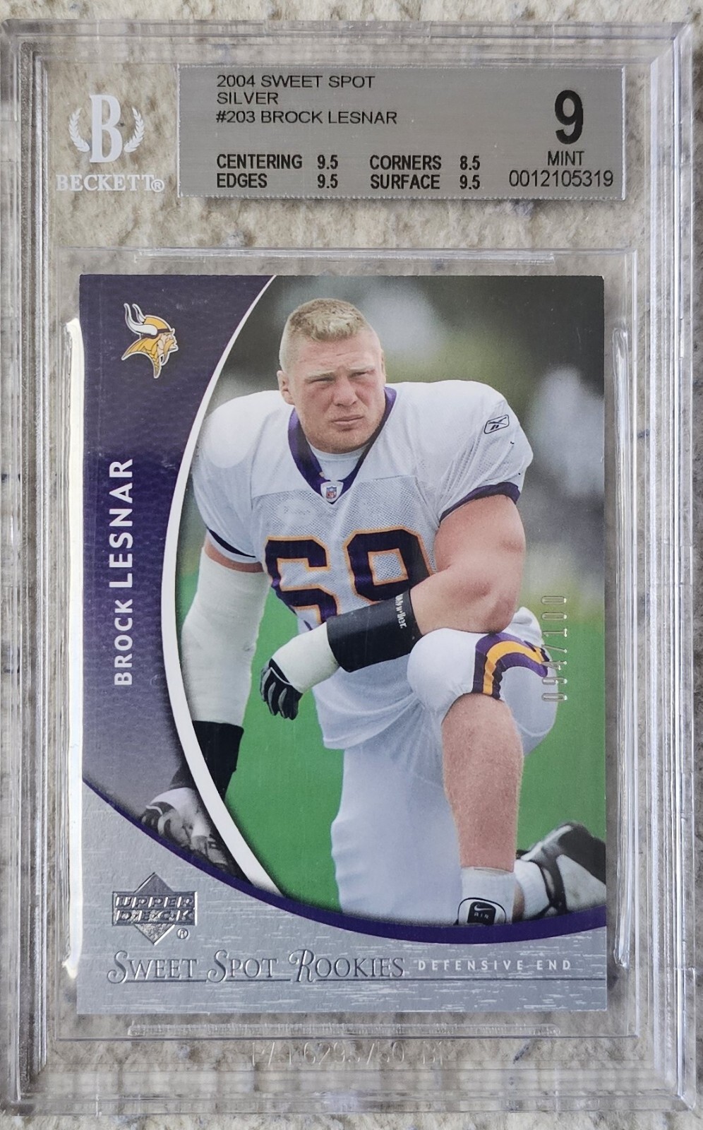 2004 Upper Deck Brock Lesnar #203 /100 Silver Rookie RC BGS 9 | eBay