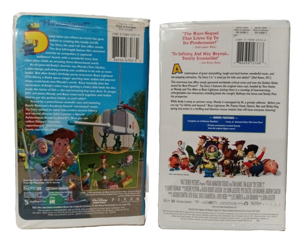 VHS DISNEY PIXAR TOY STORY 1 AND TOY STORY 2 VHS TAPES Clamshells ...