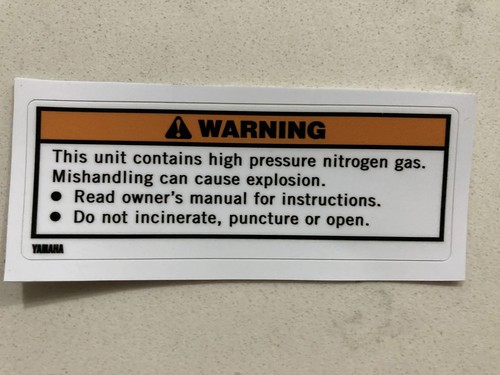 Yamaha 1990 YZ125 Shock Bottle WARNING Label Decal/ Sticker | eBay