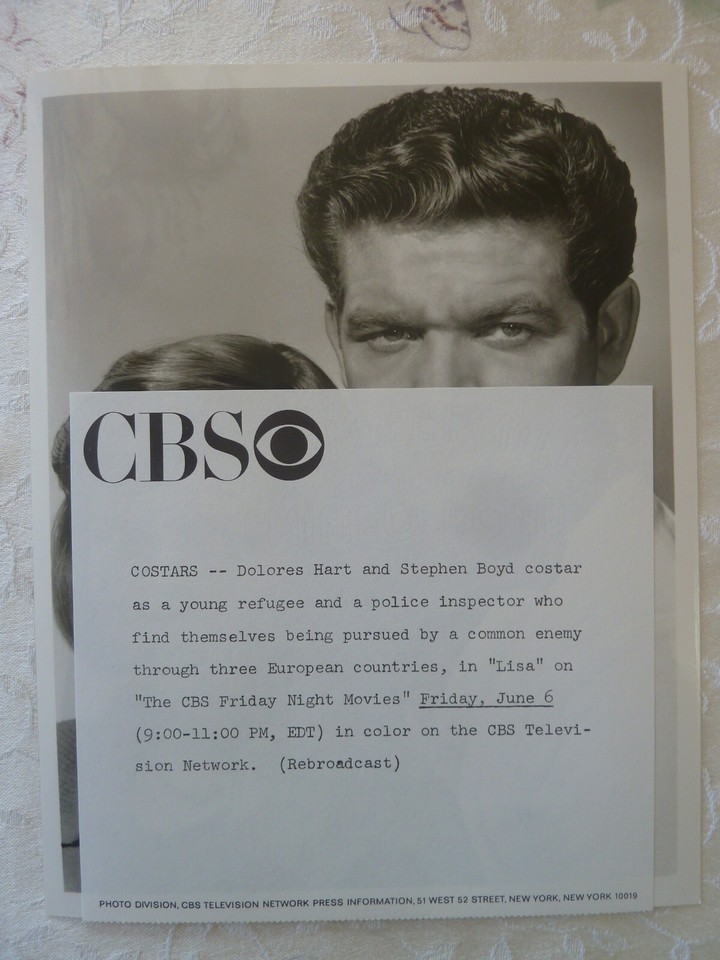 LISA 7x9 b/w Press Photo / Dolores Hart & Stephen Boyd | eBay