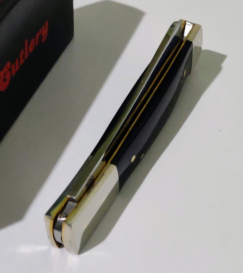 BUFFALO BLACK RAZOR LOCKBACK HUNTING POCKET KNIFE W/ ROSTFREI GERMAN ...