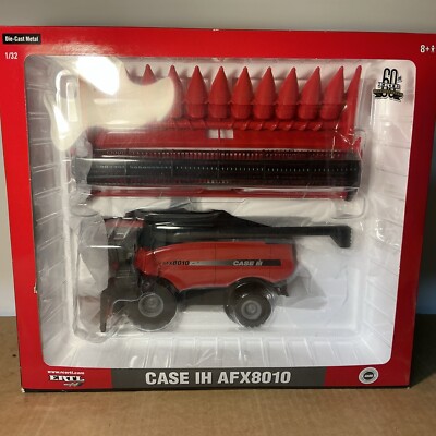 1/32 Ertl Farm Toy Case IH AFX 8010 Combine Dual cutters Grain & Corn ...