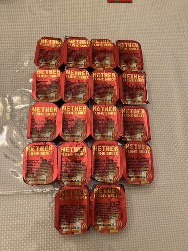 18 McDonalds Minecraft Nether Flame Hot Sauce Limited Edition Sold Out ...
